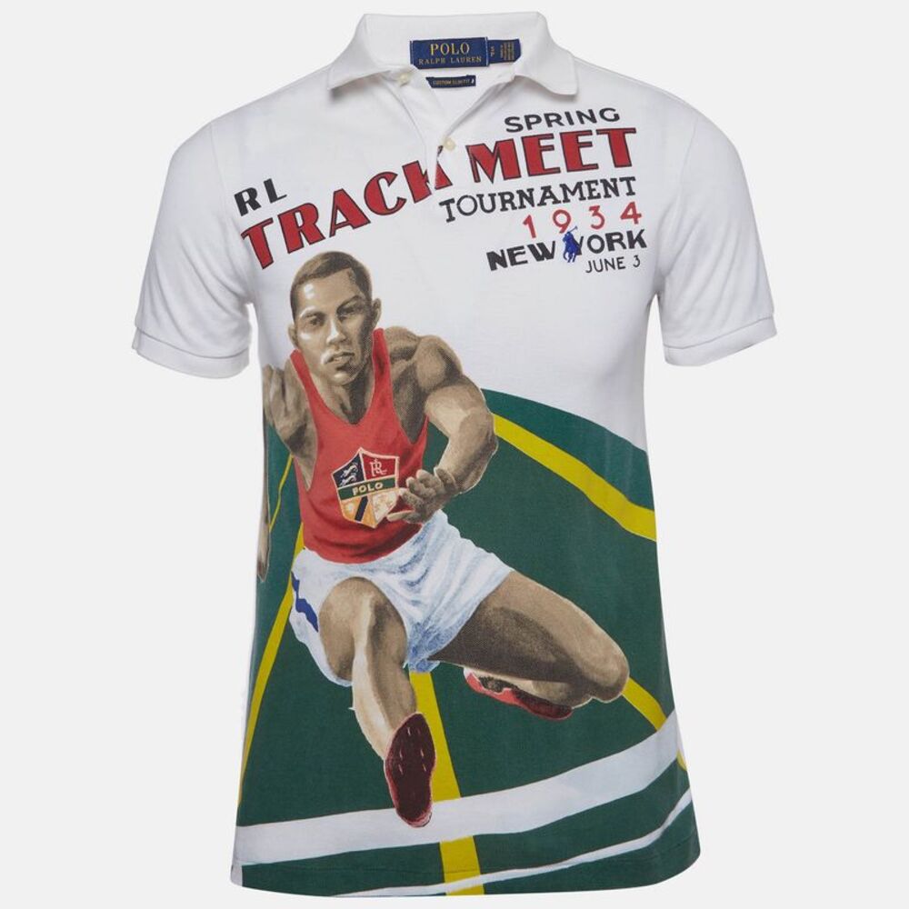 Ralph Lauren | Shirts | Polo Ralph Lauren White Track Meet Graphic Knit ...